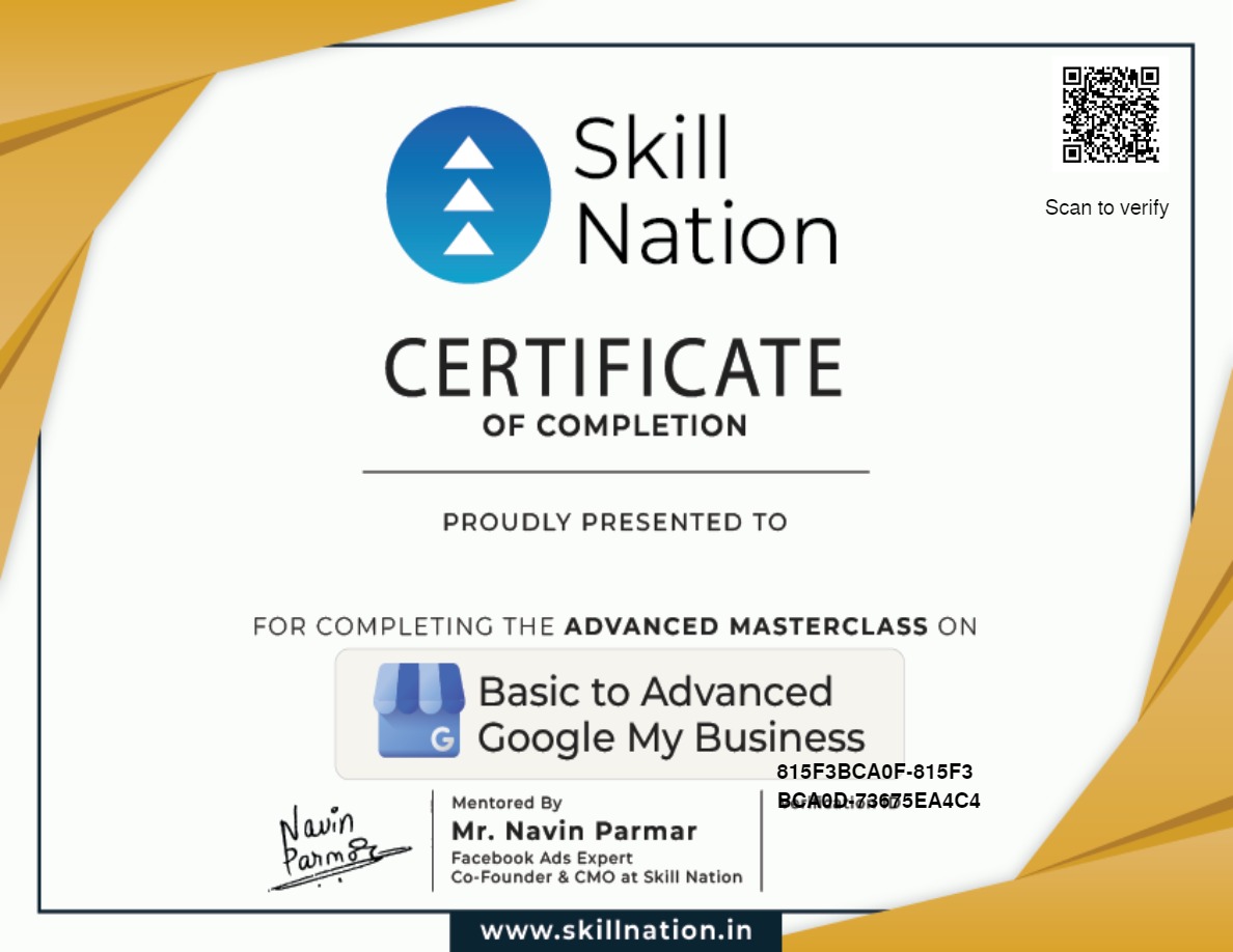 Your Certificate – Skill Nation