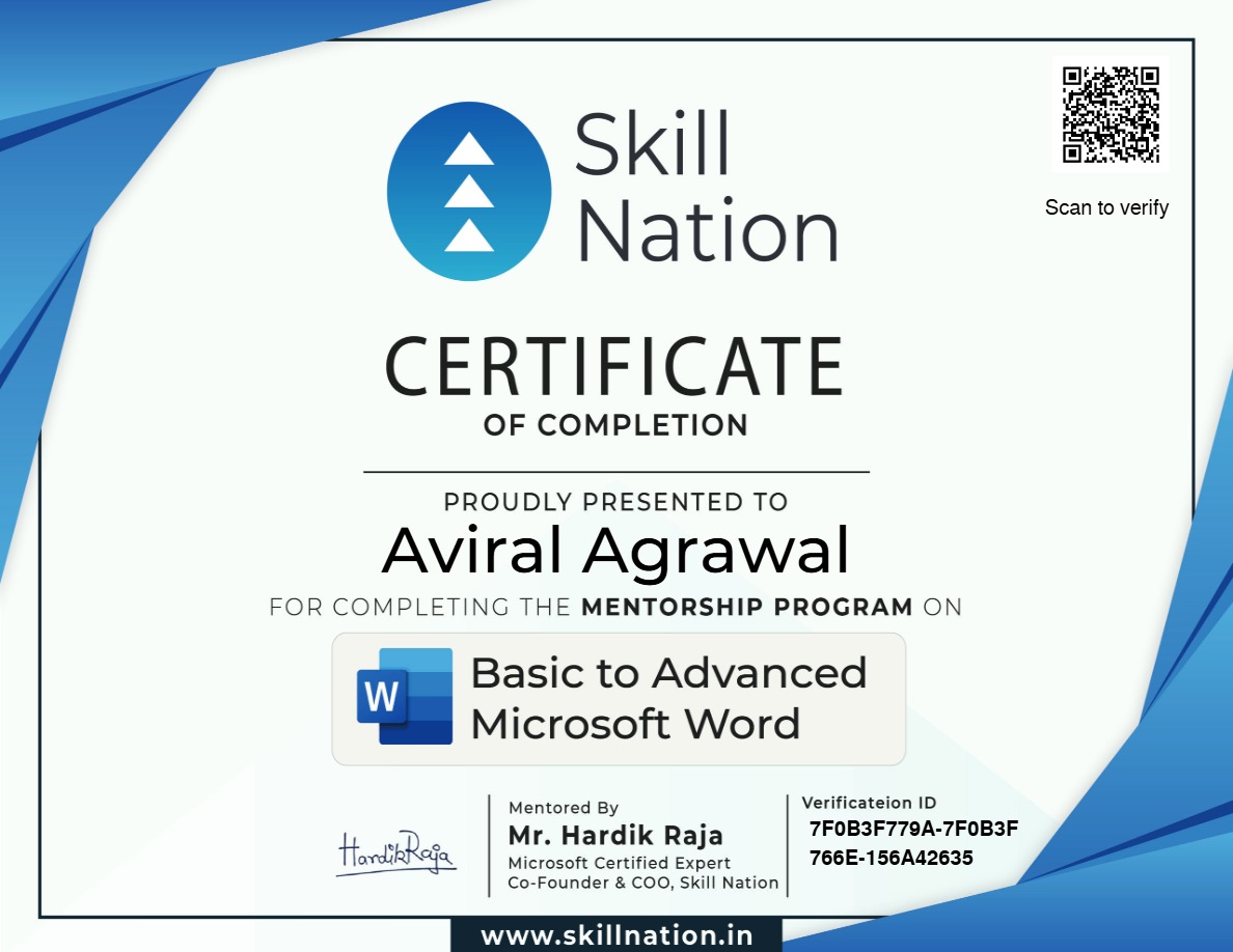 Your Certificate – Skill Nation