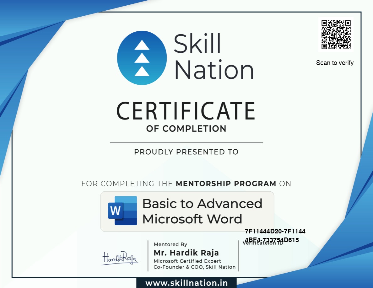 Your Certificate – Skill Nation