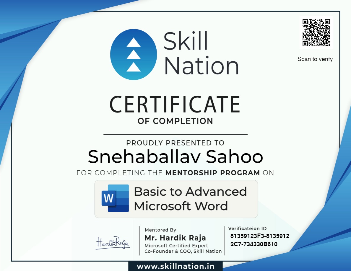 Your Certificate – Skill Nation
