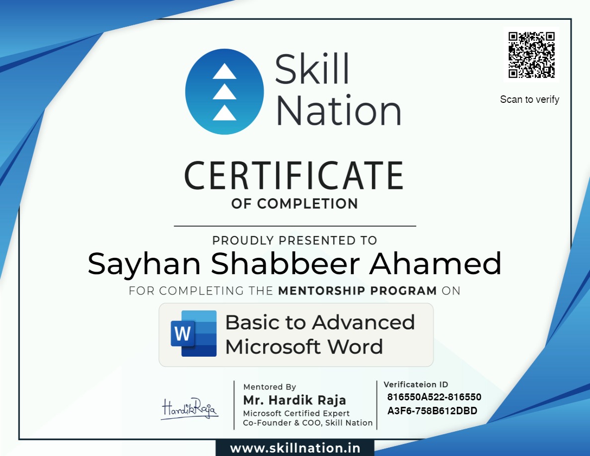 Your Certificate – Skill Nation