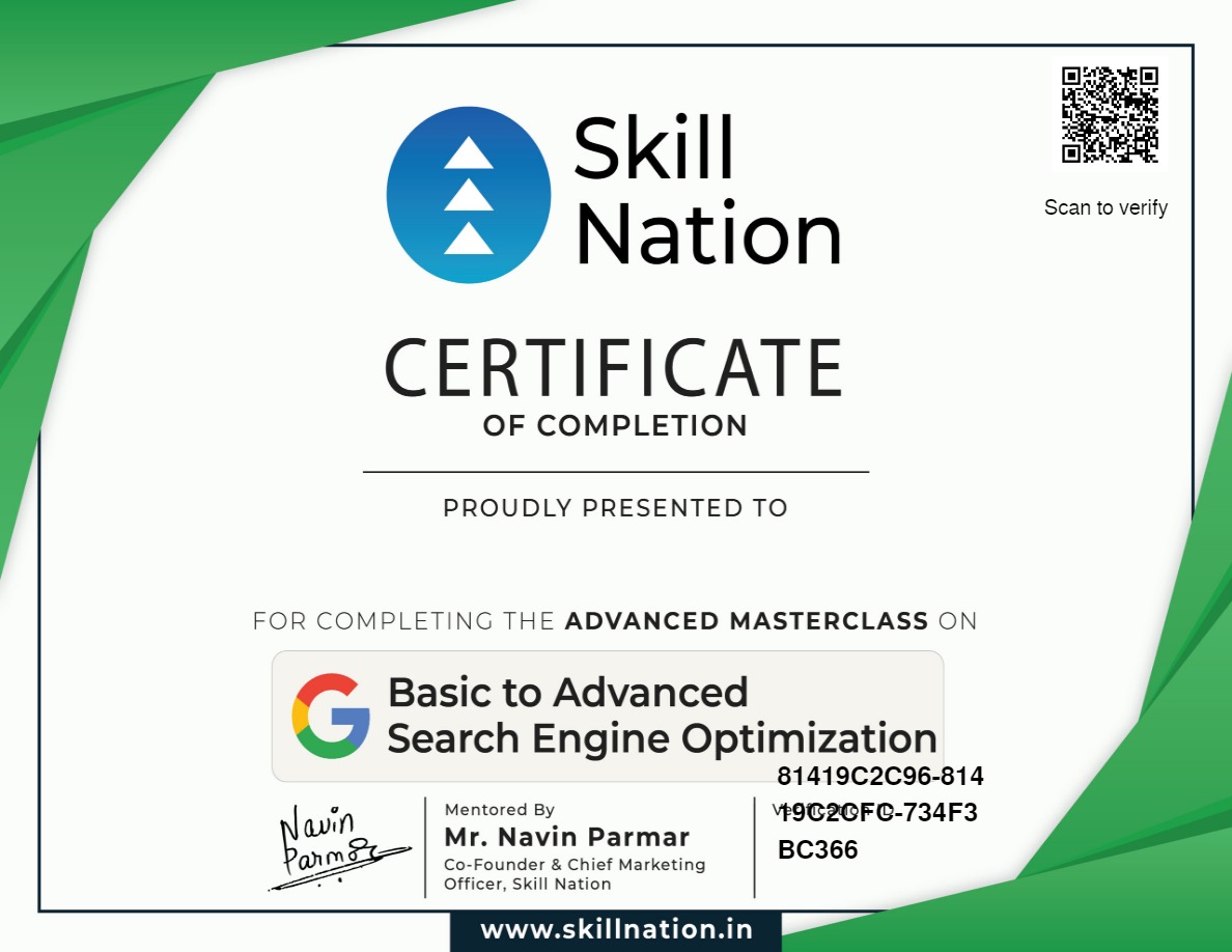 Your Certificate – Skill Nation