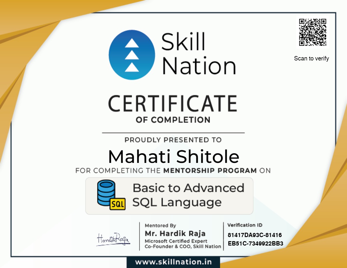 Your Certificate – Skill Nation