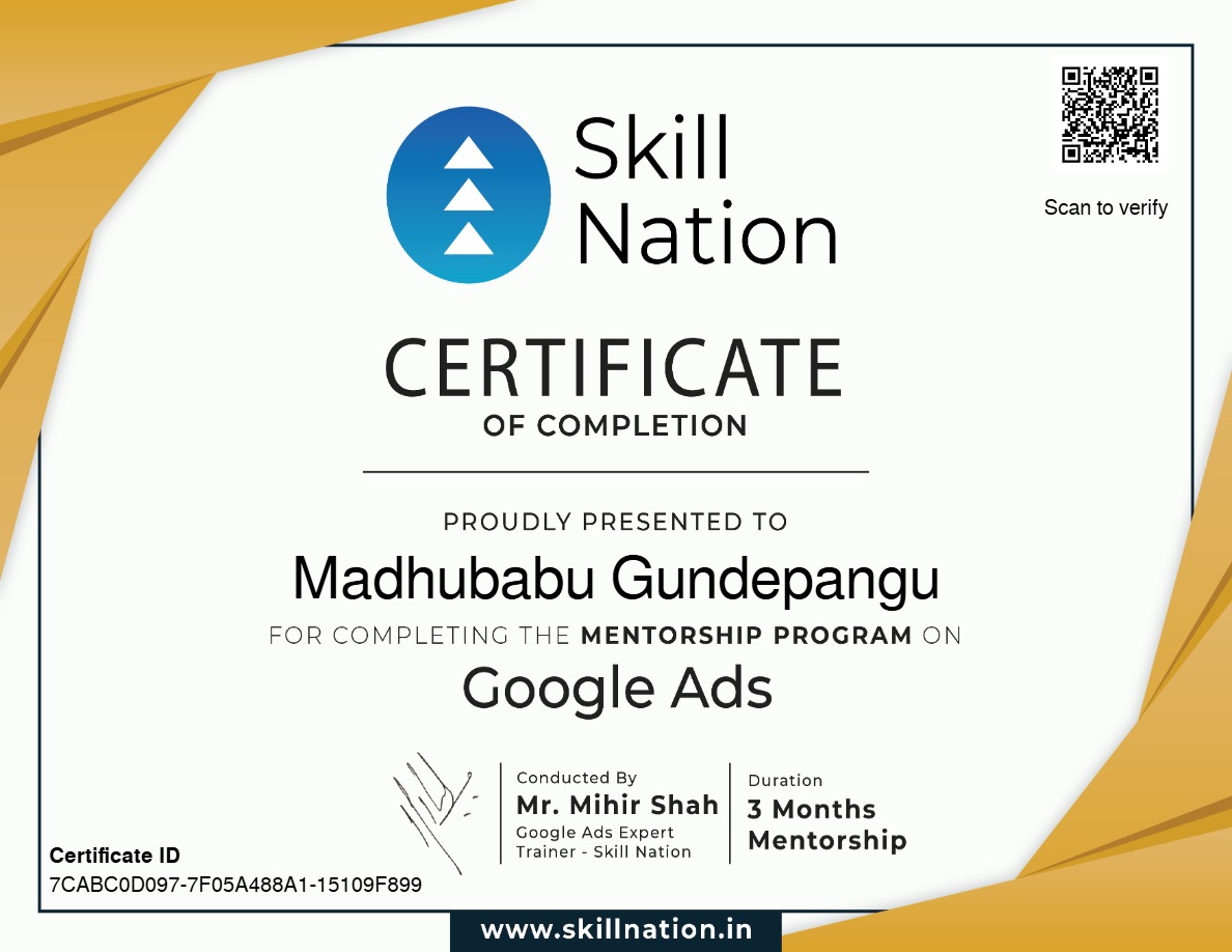 Your Certificate – Skill Nation