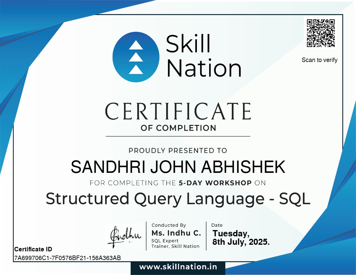 Your Certificate – Skill Nation