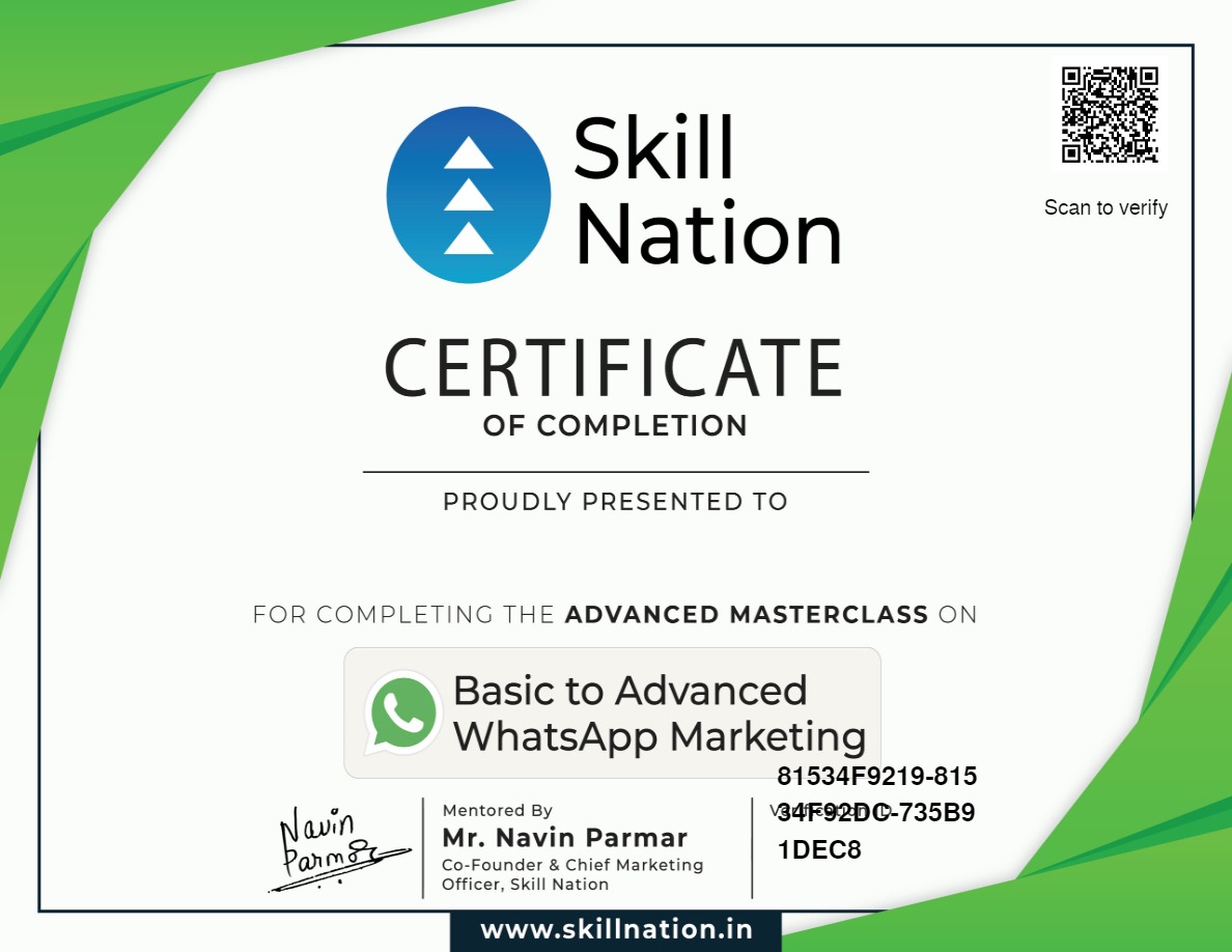 Your Certificate – Skill Nation